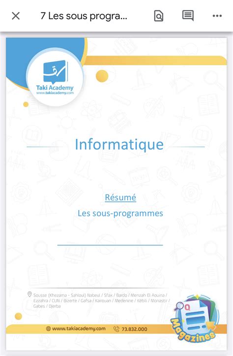 Résumé Les Sous Programmes