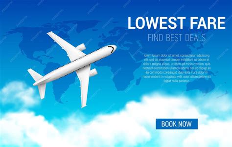 Premium Vector Lowest Fare Poster With Realistic Airplane Cheap