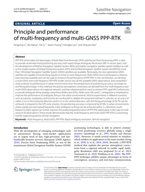 Pdf Principle And Performance Of Multi Frequency And Multi Gnss Ppp Rtk