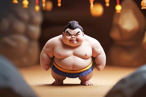 Premium Photo Very Detailed Tiny Cute Sumo Wrestler