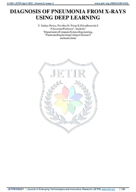 Pdf Diagnosis Of Pneumonia From X Rays Using Deep Learning Sathya