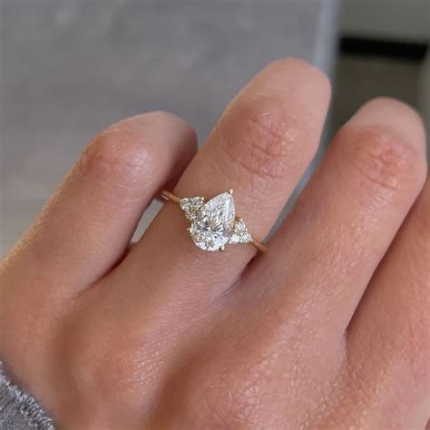 Pear Cut Moissanite Ring Solitaire With Accents Ring Engagement Ring