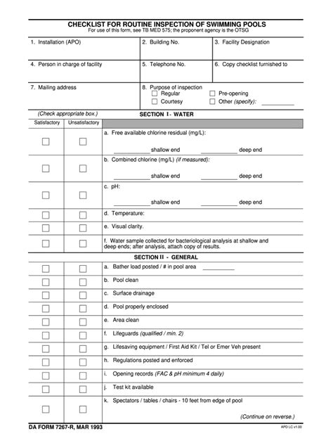 Printable Pool Inspection And Evaluation Form Printable Forms Free Online
