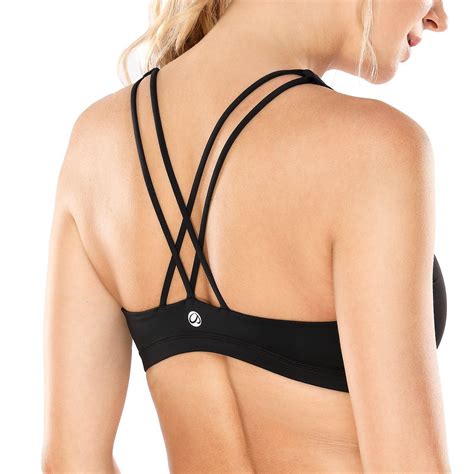 Crz Yoga Womens Strappy Back Wirefree Padded Workout Yoga Sports Bra