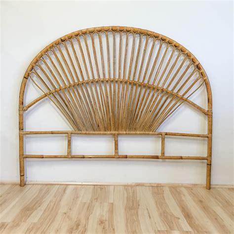 Bamboo Rattan Headboard Double Full Bed Vintage Bohemian