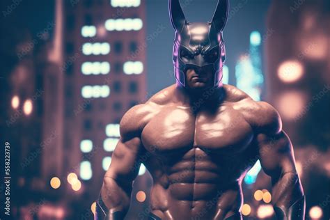 Muscular Male Model Bodybuilder Shows Off Muscles While Wearing Fetish