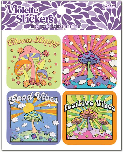 K184 Good Vibes Mushroom Violette Stickers