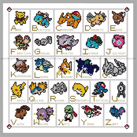 Pokemon Parody Alphabet Abc Cross Stitch Pdf Pattern Etsy