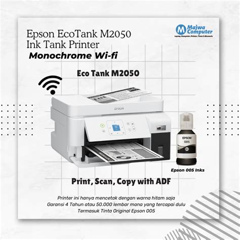 Jual Printer Epson Ecotank Monochrome M2050 M 2050 M 2050 Print Scan Copy Adf Wifi Wireless