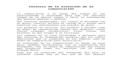 Historia Sobre La Evolución De La Comunicación Docx Document