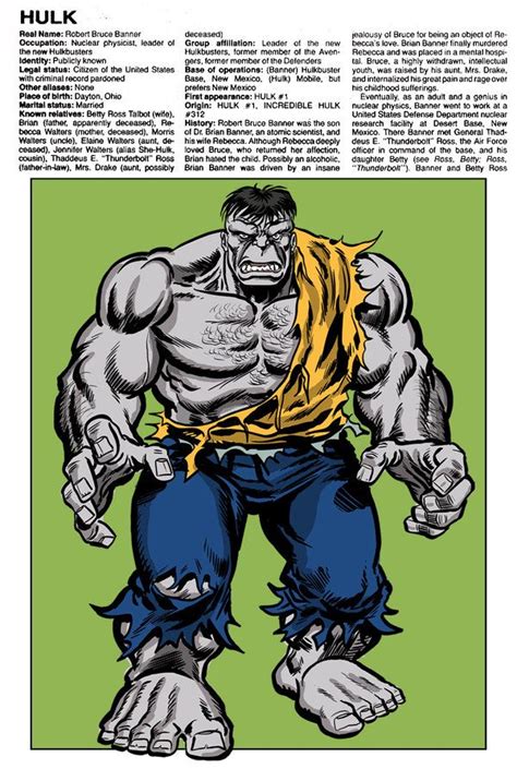 Marvel Handbook Grey Hulk By Simon Williams Art On Deviantart Hulk