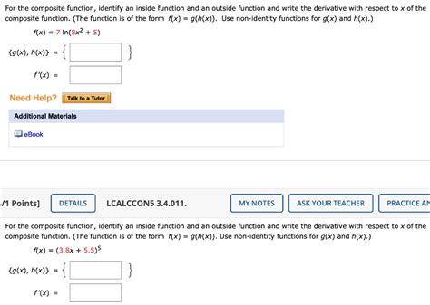 Solved For The Composite Function Identify An Inside Chegg