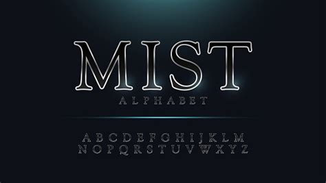 우아한 클래식 실버 메탈 크롬 알파벳 글꼴입니다 타이 포 그래피 클래식 스타일은 글꼴 세트 로고 포스터 초대장 벡터 일러스트 레이 터 컴퓨터 글자에 대한 스톡 벡터 아트 및