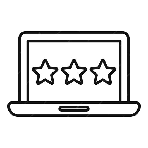 Premium Vector Three Star Laptop Gamification Icon Outline Three Star