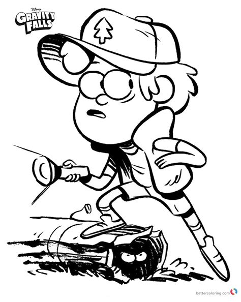 Gravity Falls Coloring Pages Dipper Is Exploring Free Printable