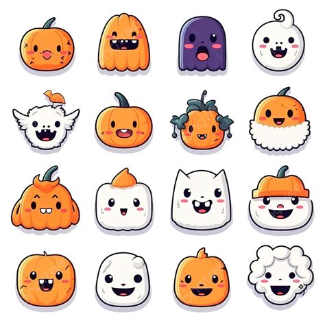 Gambar Comel Halloween Faces Stickers Keychains Dilukis Tangan Koleksi
