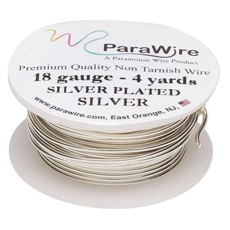 Wire Parawire™ Silver Plated Copper Round 18 Gauge Sold Per 4 Yard