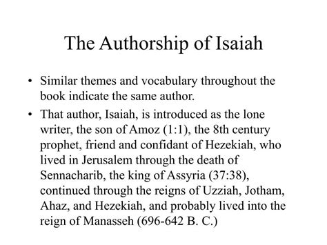 Ppt The Authorship Of Isaiah Powerpoint Presentation Free Download