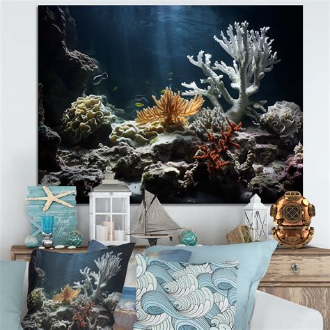 Designart Luminous Depths Of Hidden Coral Treasures Iii Coastal Coral