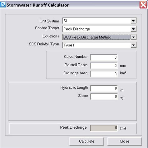 Peak Discharge Scs Peak Discharge Method In Innovyze H2ocalc Icm