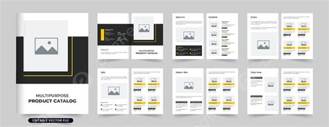 Yellow And Dark Product Catalog Design With Furniture Photos Vector