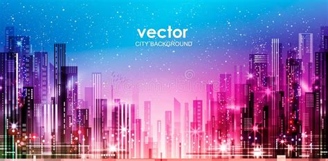 Neon Sunset Skyline Stock Illustrations 636 Neon Sunset Skyline Stock