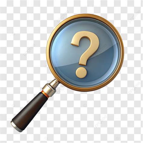 Golden Question Mark Magnifying Glass Illustration 3d Clipart Golden