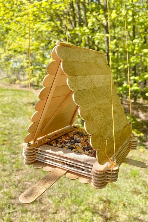 Diy Bird Feeder From Popsicle Sticks Diy Bird Feeder Birdhouse Craft
