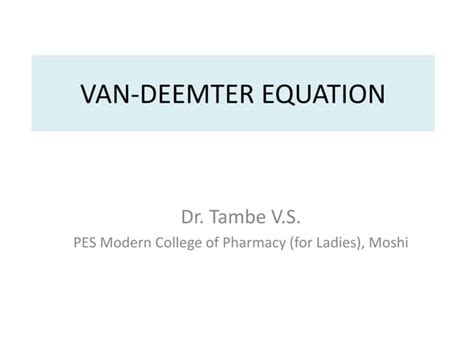 Van Deemter Equation Pptx