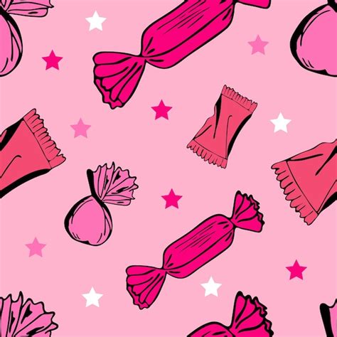 Premium Vector Candy Seamless Pattern In Doodle Style