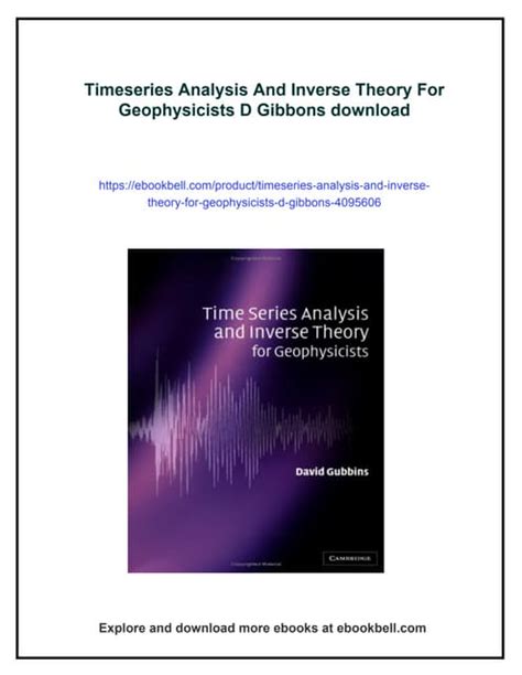 Timeseries Analysis And Inverse Theory For Geophysicists D Gibbons Pdf