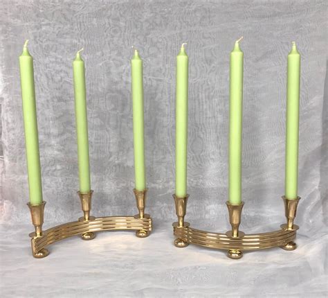 Vintage Dirilyte Brass Candle Holders Mid Century Modern Candlestick Taper Candelabra Set Of