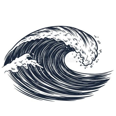 Ocean Wave Drawing Black And White