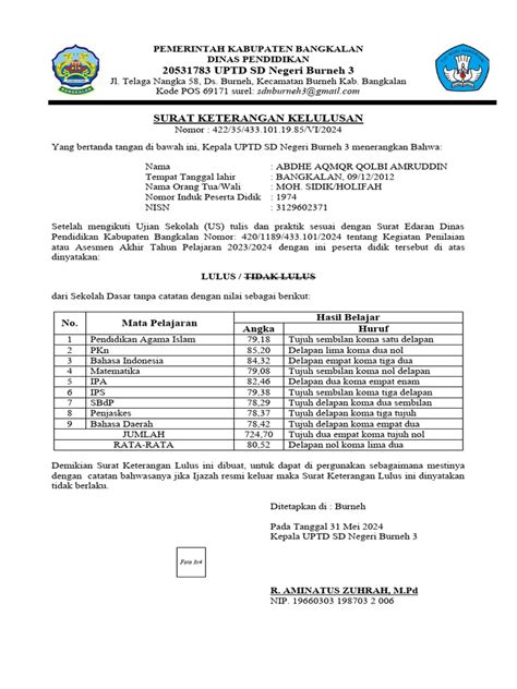 Surat Keterangan Mengikuti Ujian Sk Ujian Sk Lulus Pdf