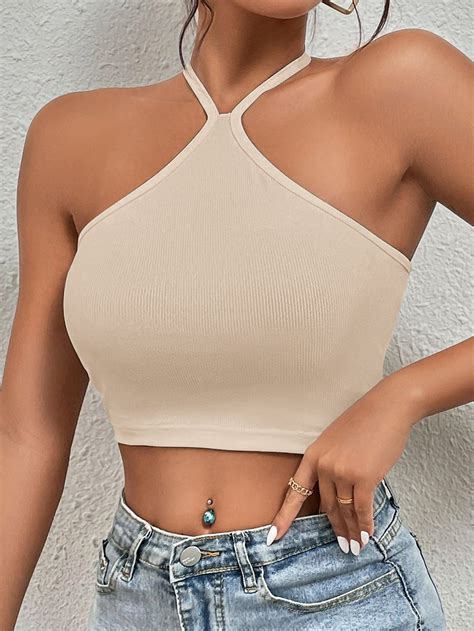 Tie Back Crop Halter Top Crop Top Outfits Halter Crop Top Stylish Tops