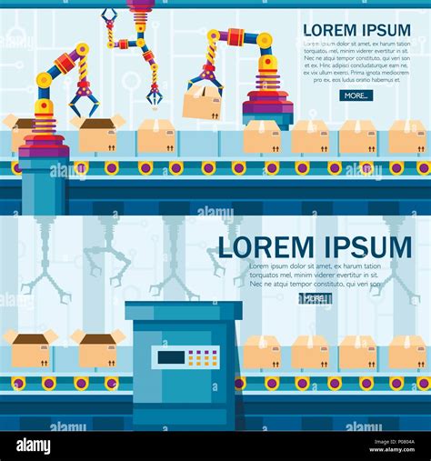 Industrial Automation Robotic Arm Technology At Assembly Line Automated Arms Robotic Conveyor