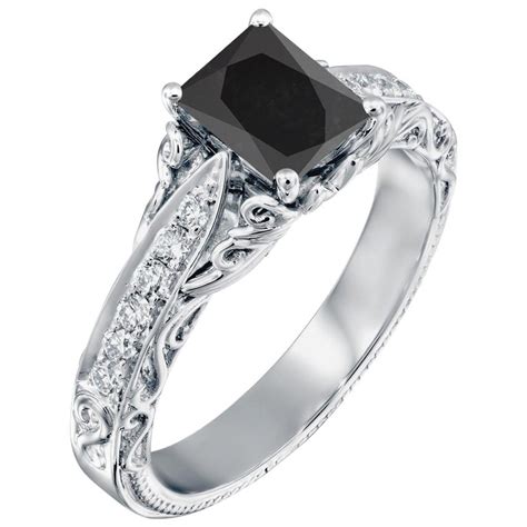 22 Carat 14 Karat White Gold Certified Radiant Black Diamond