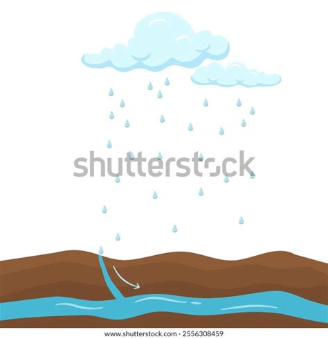 Precipitation Infiltration Water Cycle Processes Stock Vector Royalty