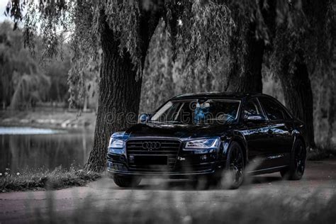 Rivne Ukraine 05092022 Audi A8 D4 Luxury Black Modern Car