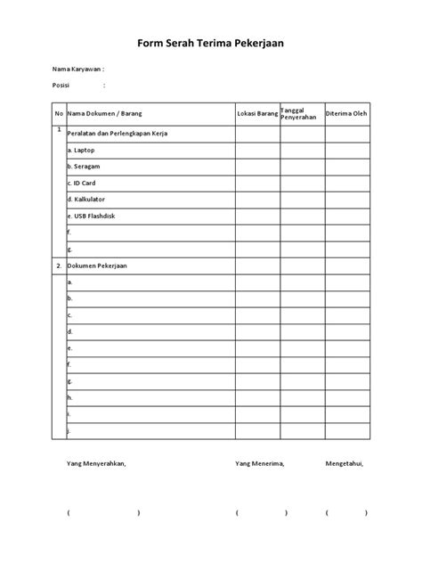 Form Serah Terima Exit Clearence Pdf