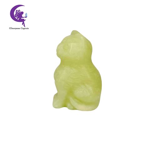New Jade Serpentine Cat Sculpture Moonfaerie Crystals