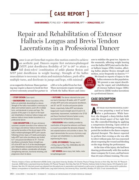 Pdf Repair And Rehabilitation Of Extensor Hallucis Longus And Brevis