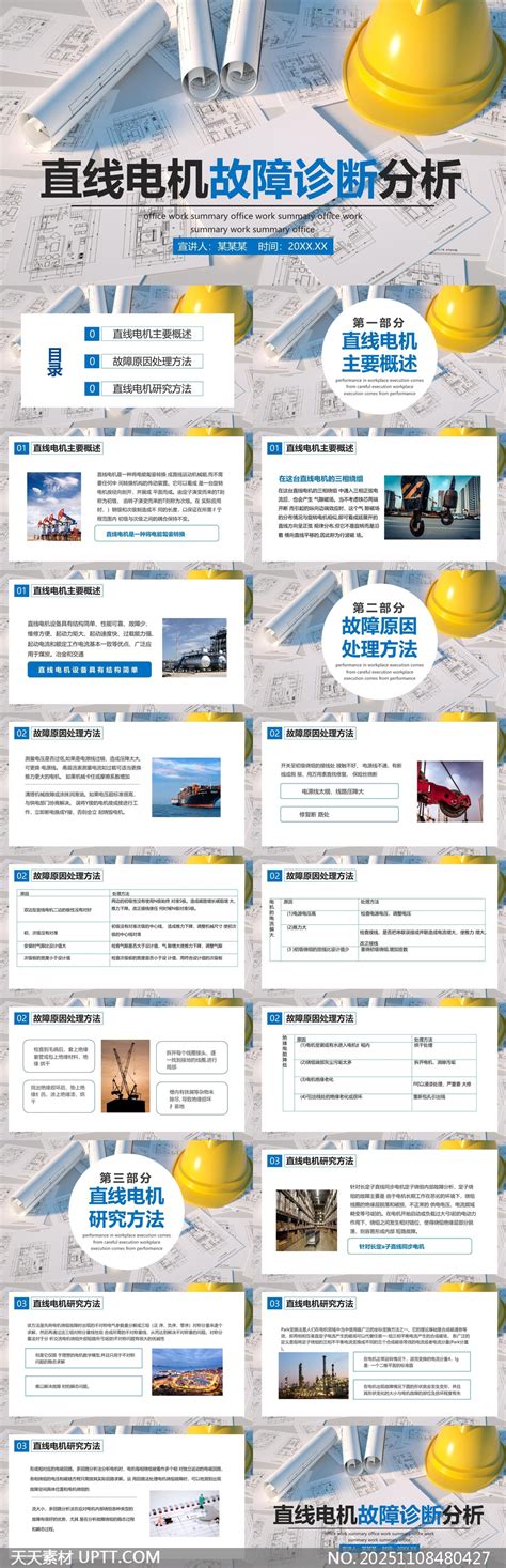 直线电机故障诊断分析工业技术ppt模板 天天素材库ppt模板