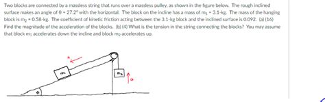 solved two blocks are connected by a massless string that