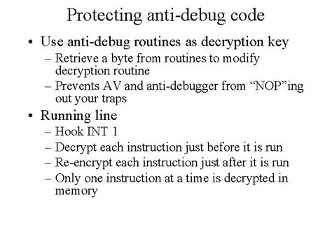Lecture 10 Antidebugger Techniques Antidebuggers Making