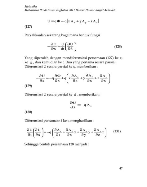 Persamaan Lagrange Dan Hamilton Doc