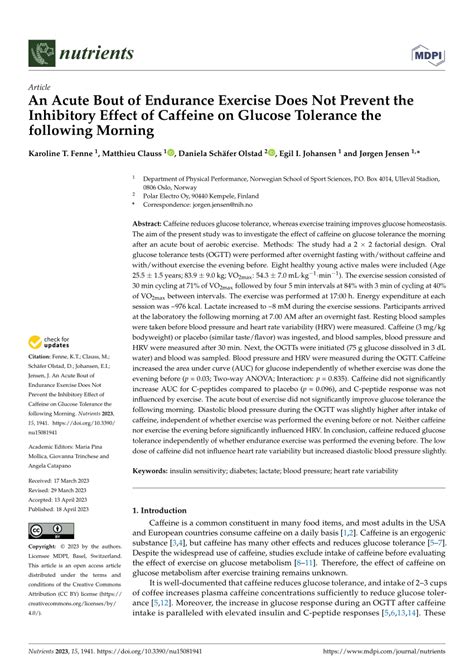 Pdf An Acute Bout Of Endurance Exercise Does Not Prevent The