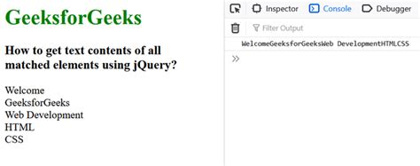 How To Get Text Contents Of All Matched Elements Using Jquery