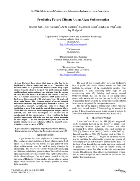 Pdf Predicting Future Climate Using Algae Sedimentation