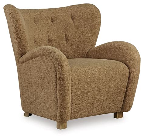 Larbell Accent Chair In Camel Faux Shearling Instyle Furniture